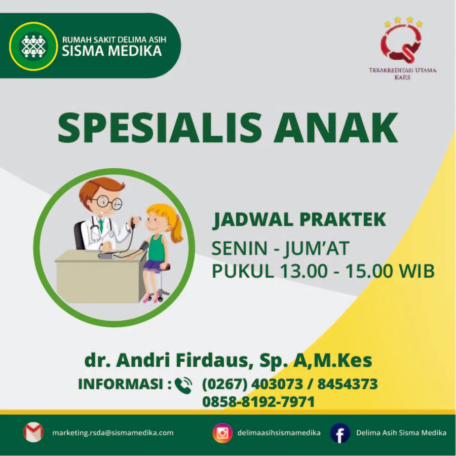 Telah Bergabung dr. Andri Firdaus Spesialis Anak - Rumah Sakit Delima Asih Sismamedika